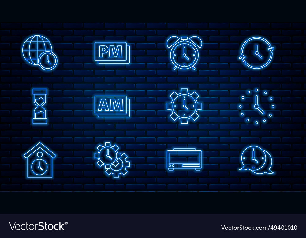 Set line clock speech bubble alarm am old Vector Image