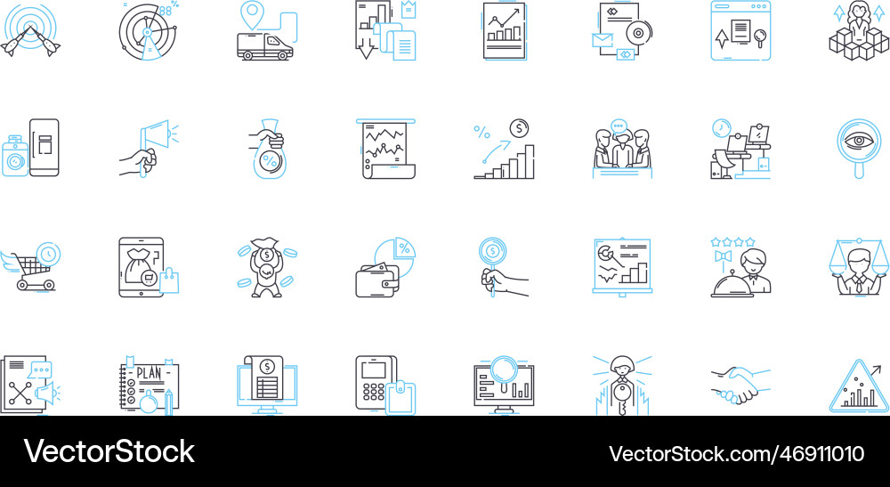Trade agreement linear icons set agreement Vector Image