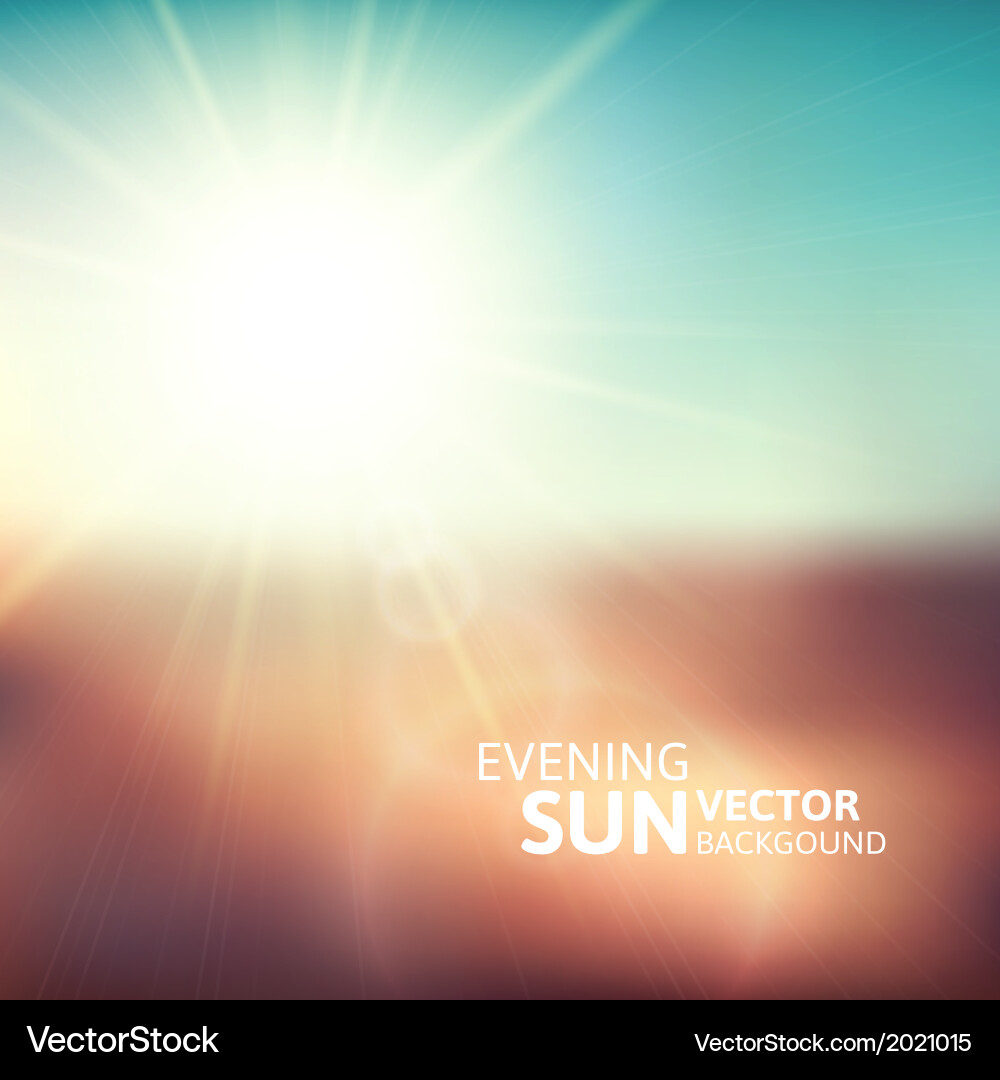 Blurry evening scene with brown field sun burst Vector Image
