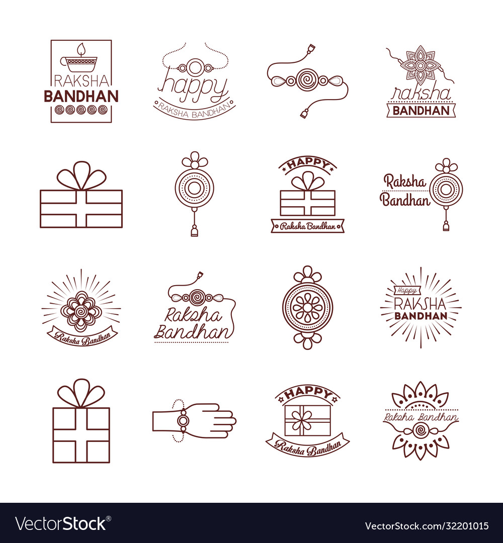 Bundle happy raksha bandhan celebration set Vector Image