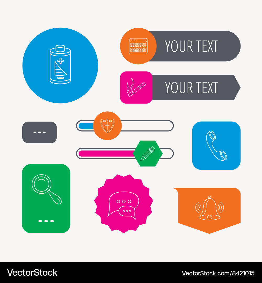 Chat speech bubbles bell and pencil icons Vector Image