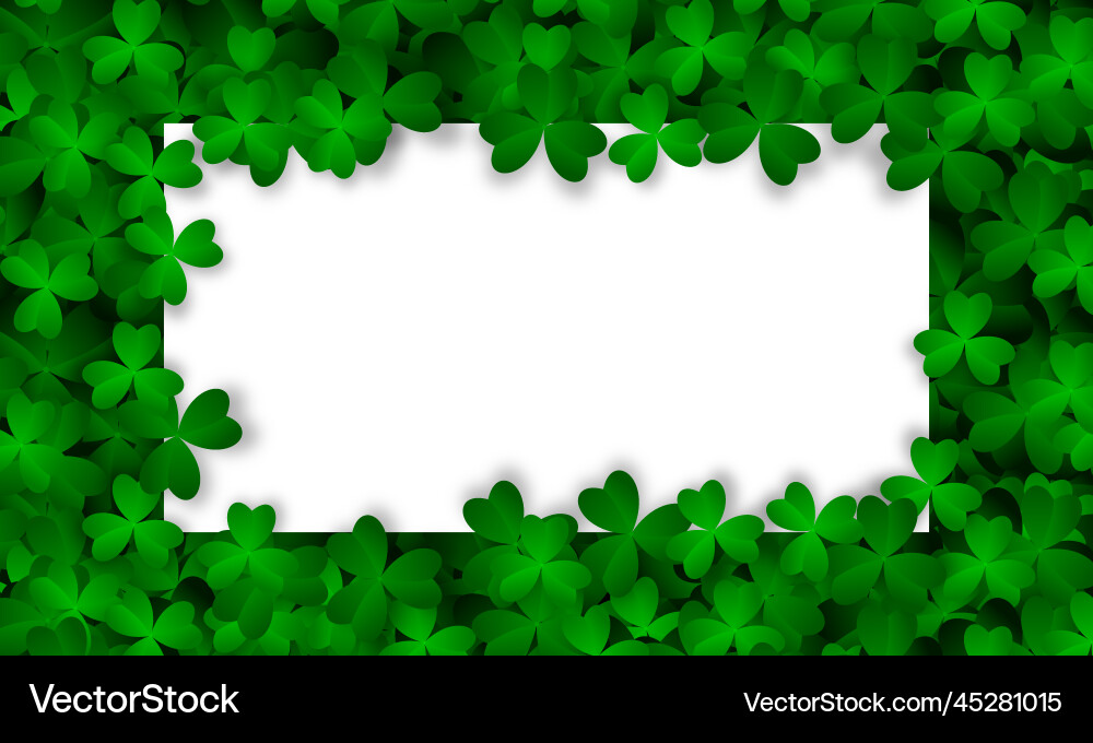 Clover leaves background with blank card Vector Image