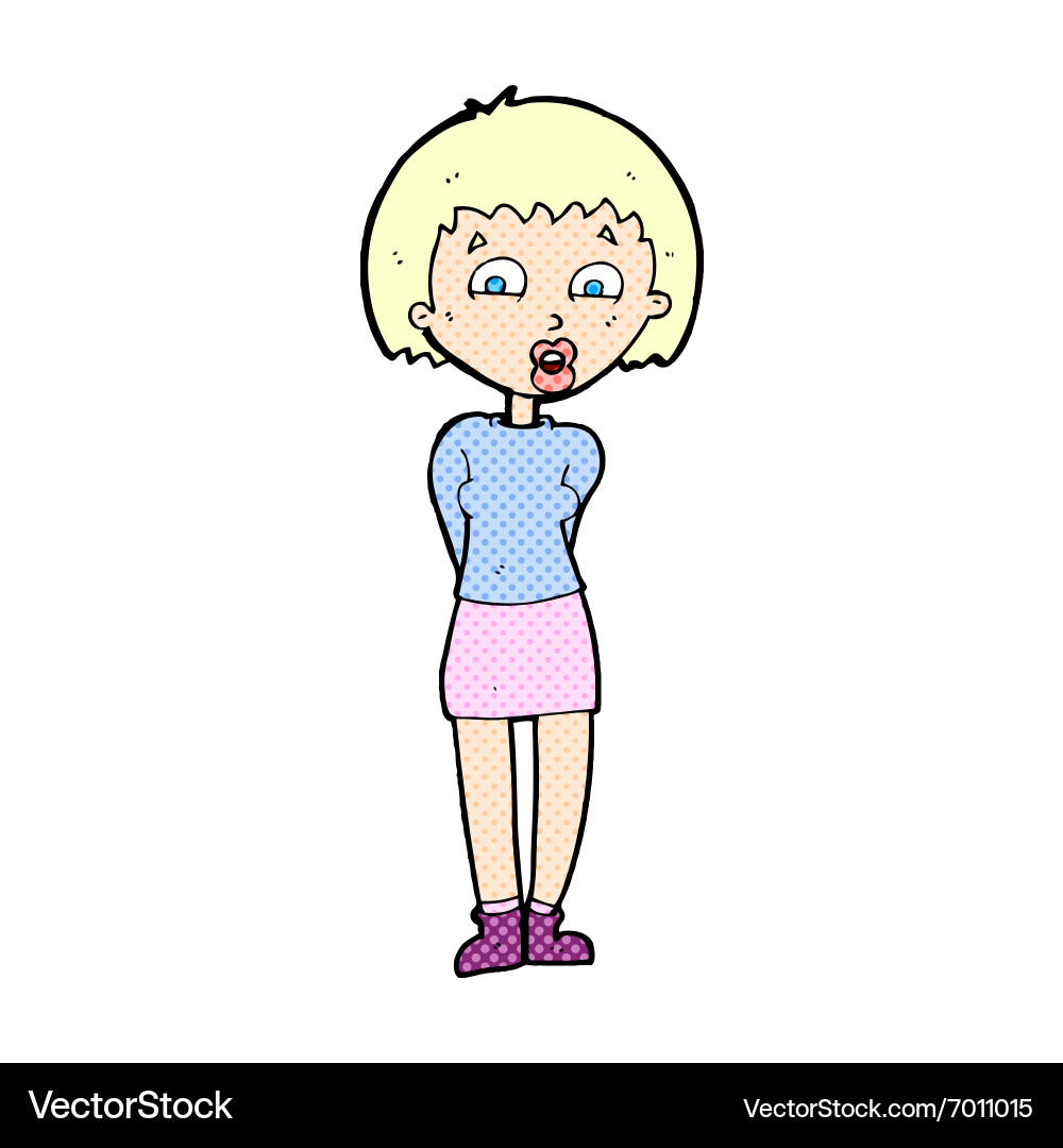 Comic cartoon surprised woman Royalty Free Vector Image