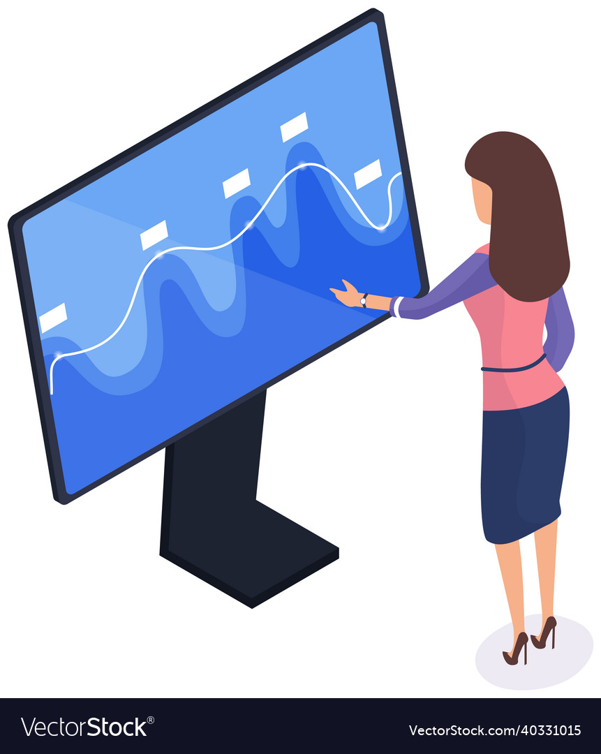 Computer with calculator and report financial Vector Image