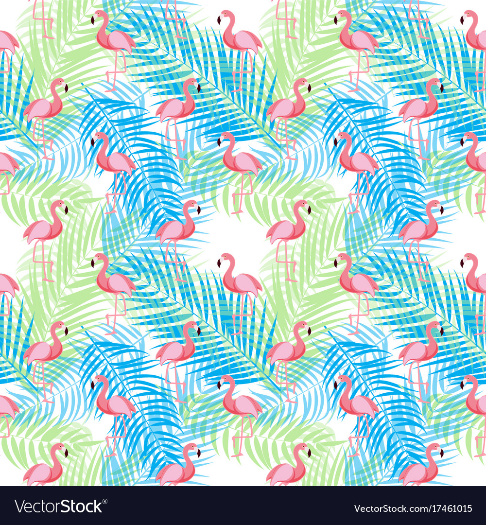 Cute retro seamless flamingo pattern background Vector Image