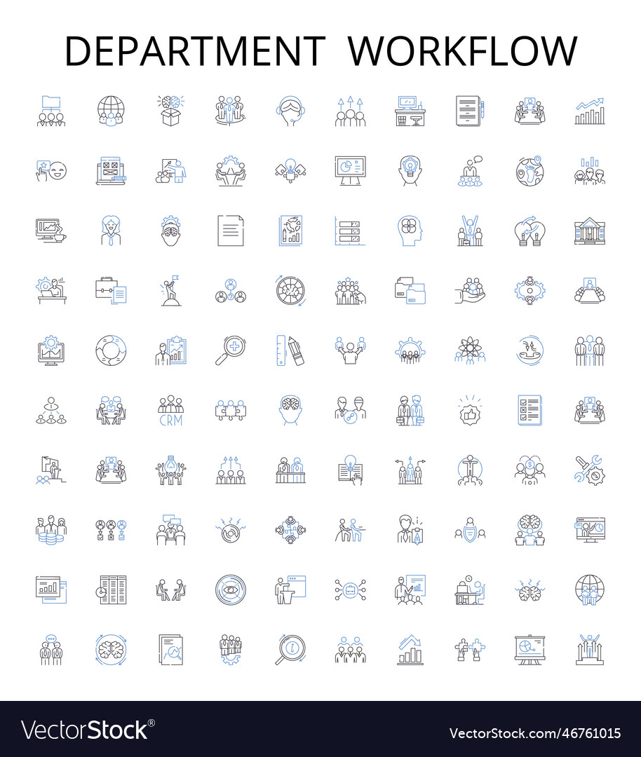 Department workflow outline icons collection Vector Image Department workflow outline icons collection Vector Image
