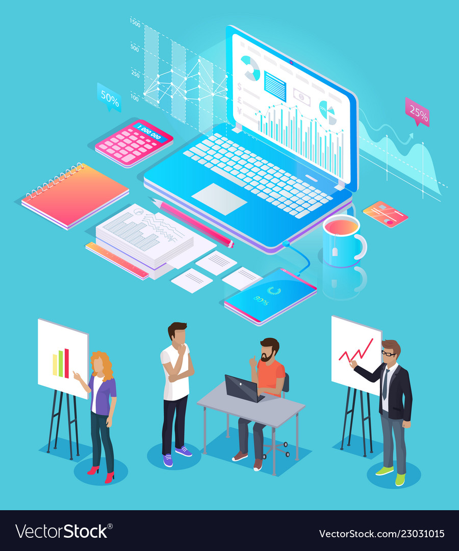 Digital analytics people set Royalty Free Vector Image