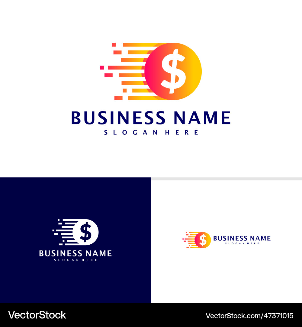 Fast money logo design concept coin Royalty Free Vector