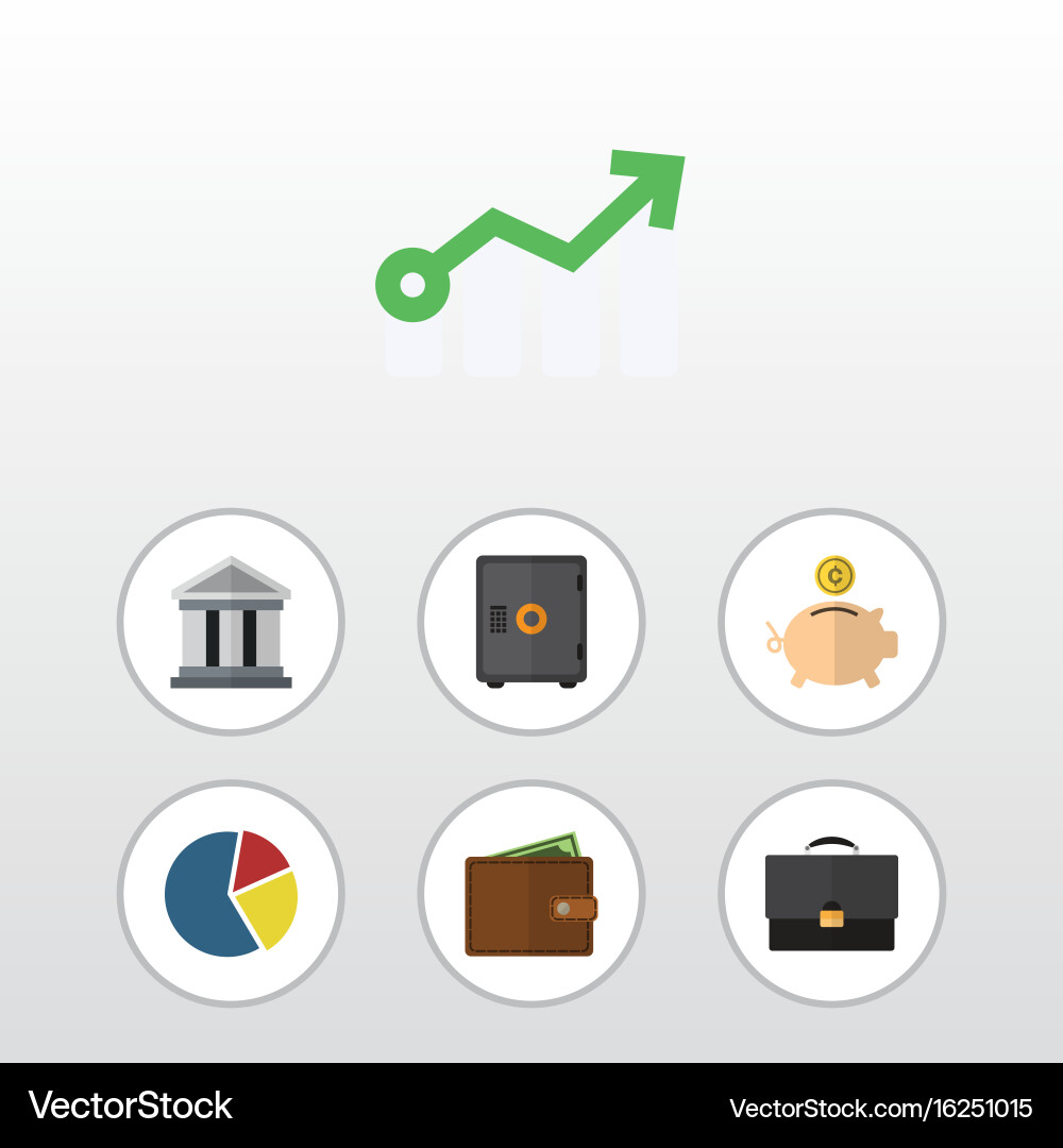 Flat icon finance set strongbox graph money Vector Image