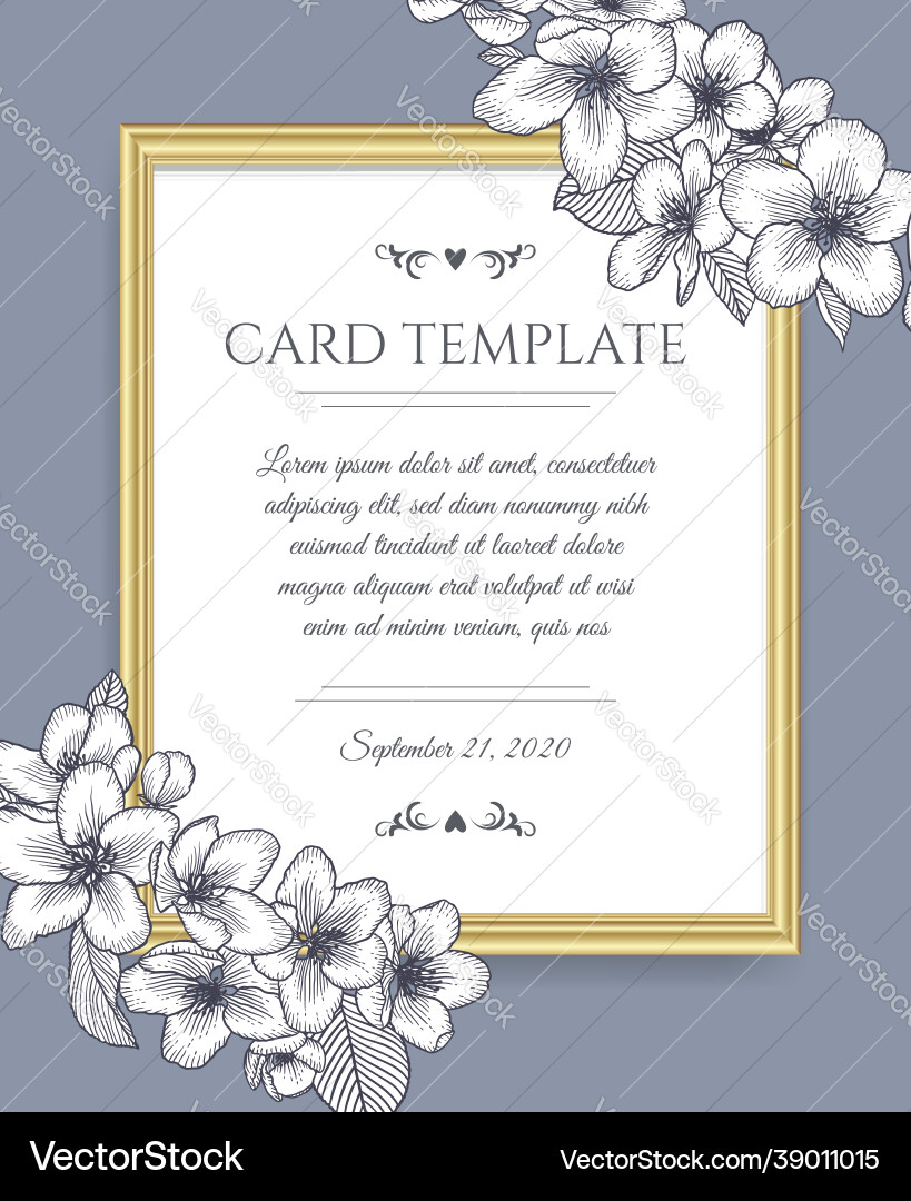 Floral wedding invitation elegant card template Vector Image