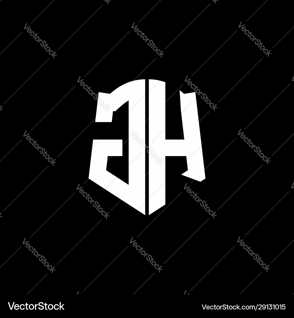 Gh monogram letter logo ribbon with shield style Vector Image