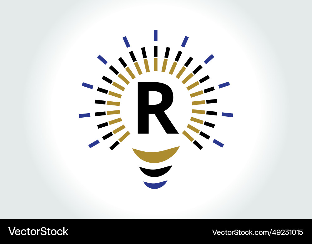Letter r electric bulb logo design template light Vector Image