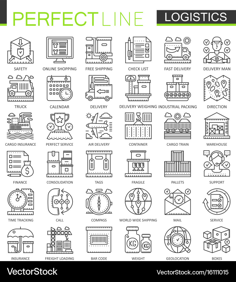 Logistics outline mini concept symbols modern Vector Image