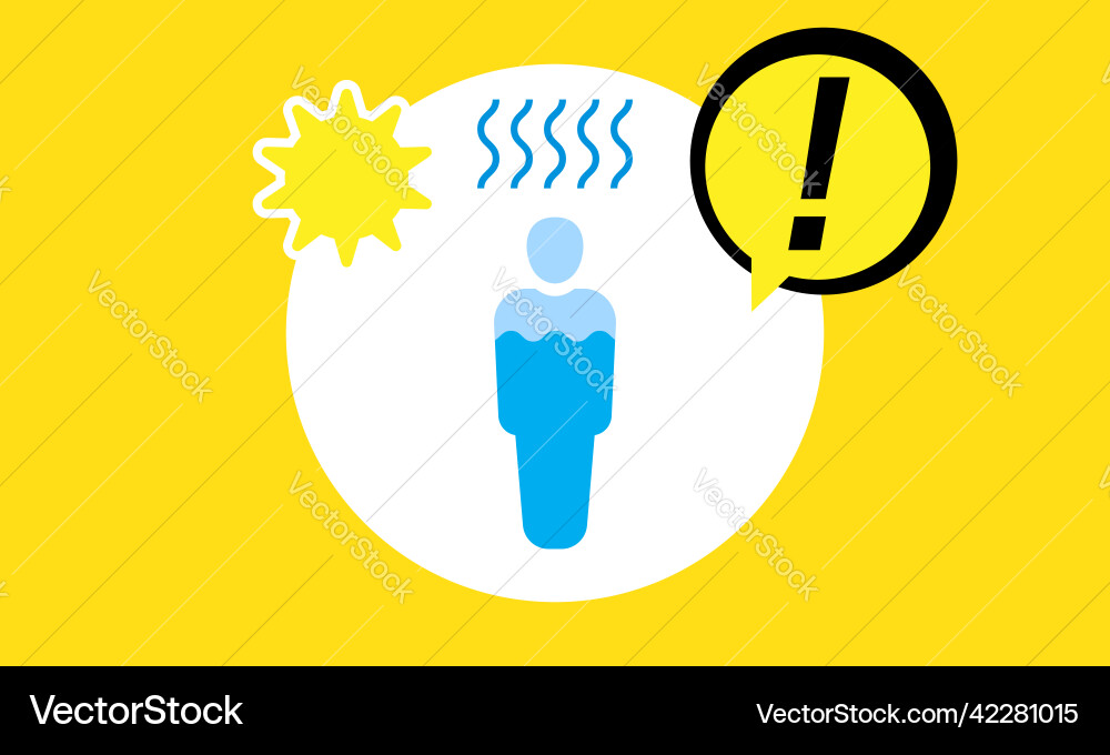 Man suffering from heat and sweat dehydration from