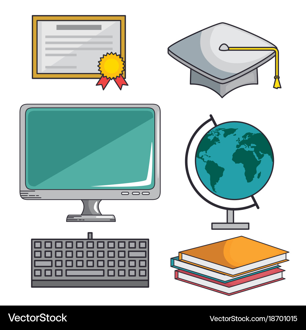 Online education and learning web set Royalty Free Vector