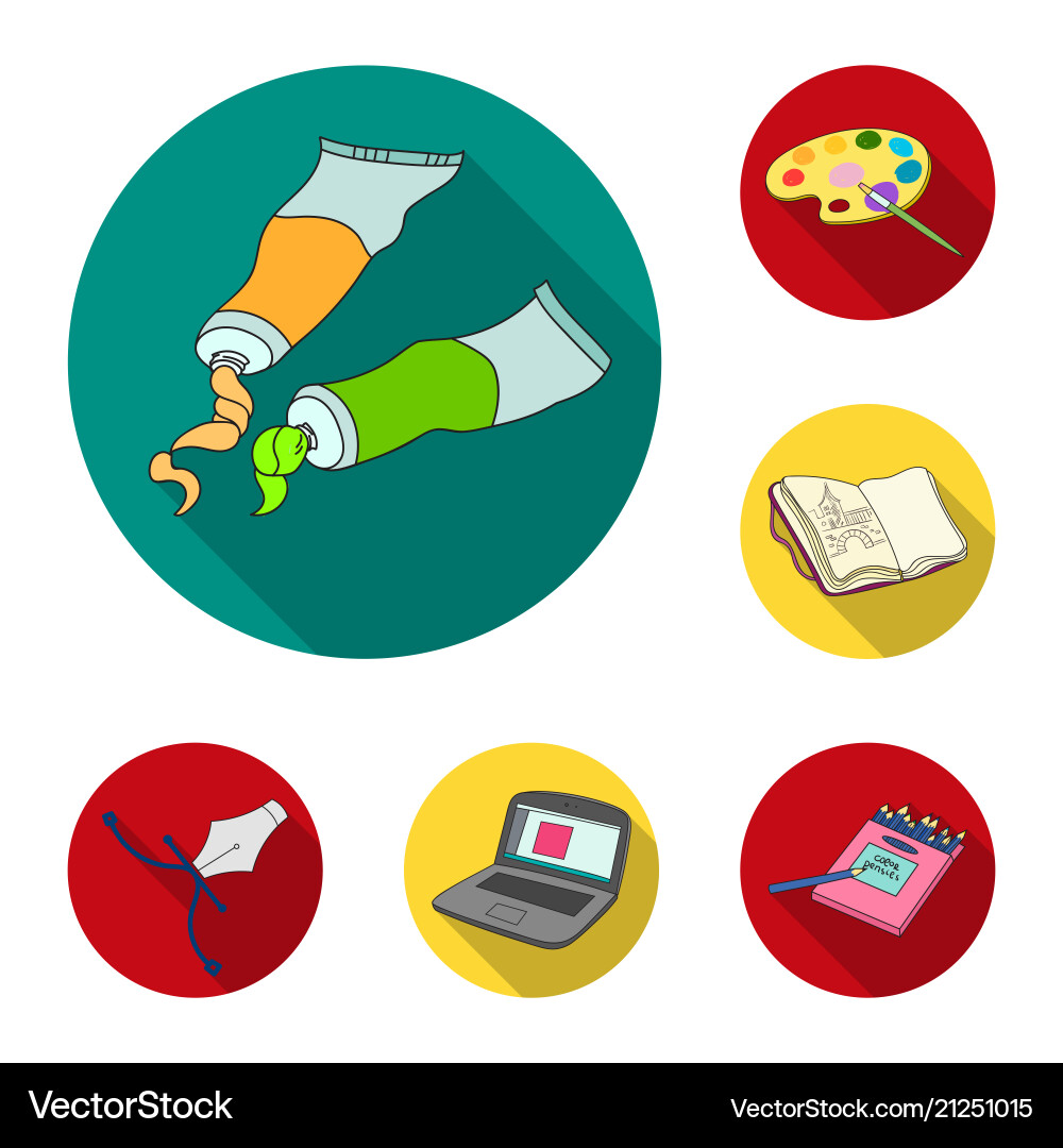 Painter and drawing flat icons in set collection Vector Image