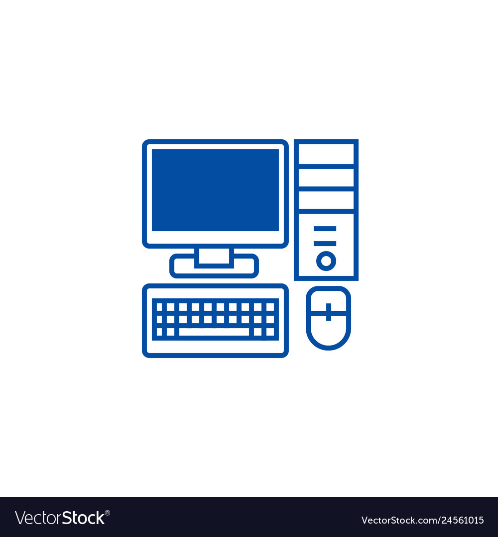 Personal computermonitor keyboard line icon Vector Image Personal computermonitor keyboard line icon Vector Image