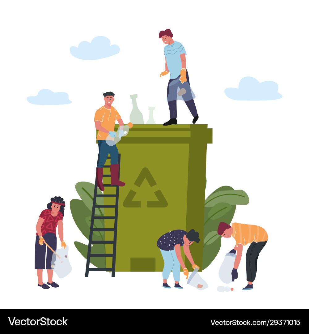 Recycling concept people is engaged in recycling Vector Image