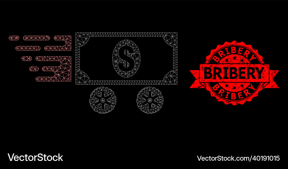 Rubber bribery stamp seal and polygonal network Vector Image