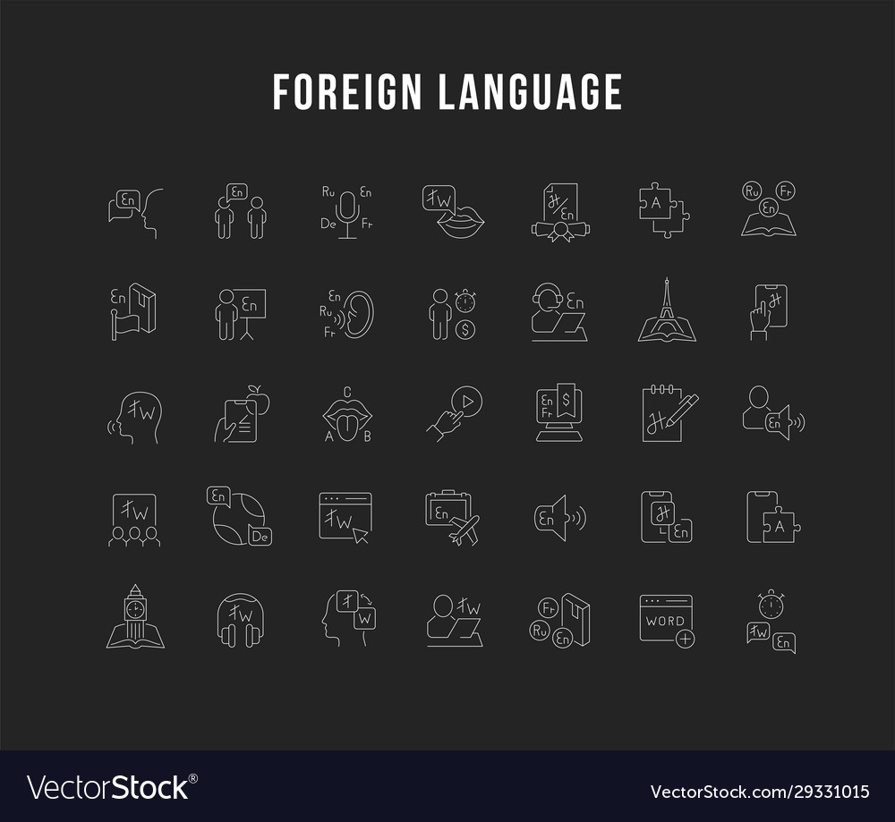 Set line icons foreign language Royalty Free Vector Image