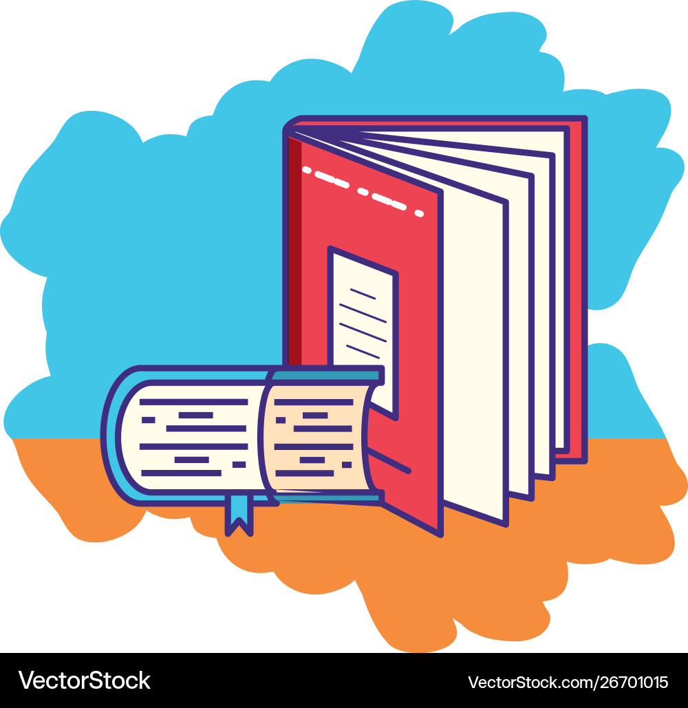 Set textbooks supplies isolated icon Royalty Free Vector