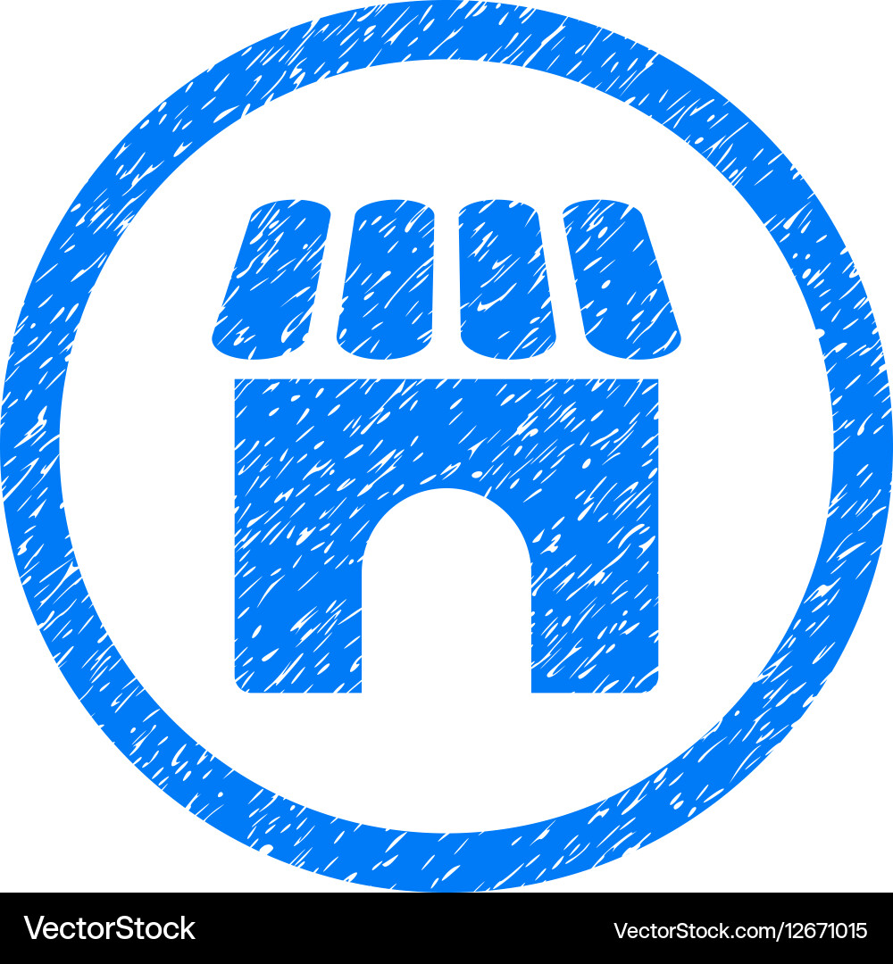 Shop building rounded icon rubber stamp Royalty Free Vector