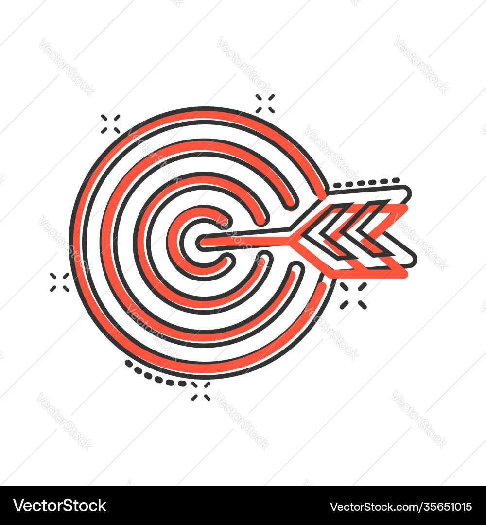 Target aim icon in comic style darts game cartoon Vector Image
