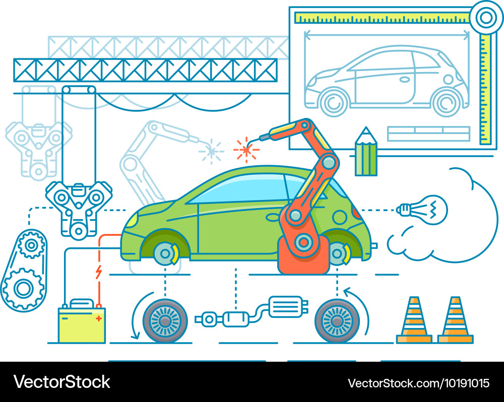 Vehicle assembling flat design Royalty Free Vector Image