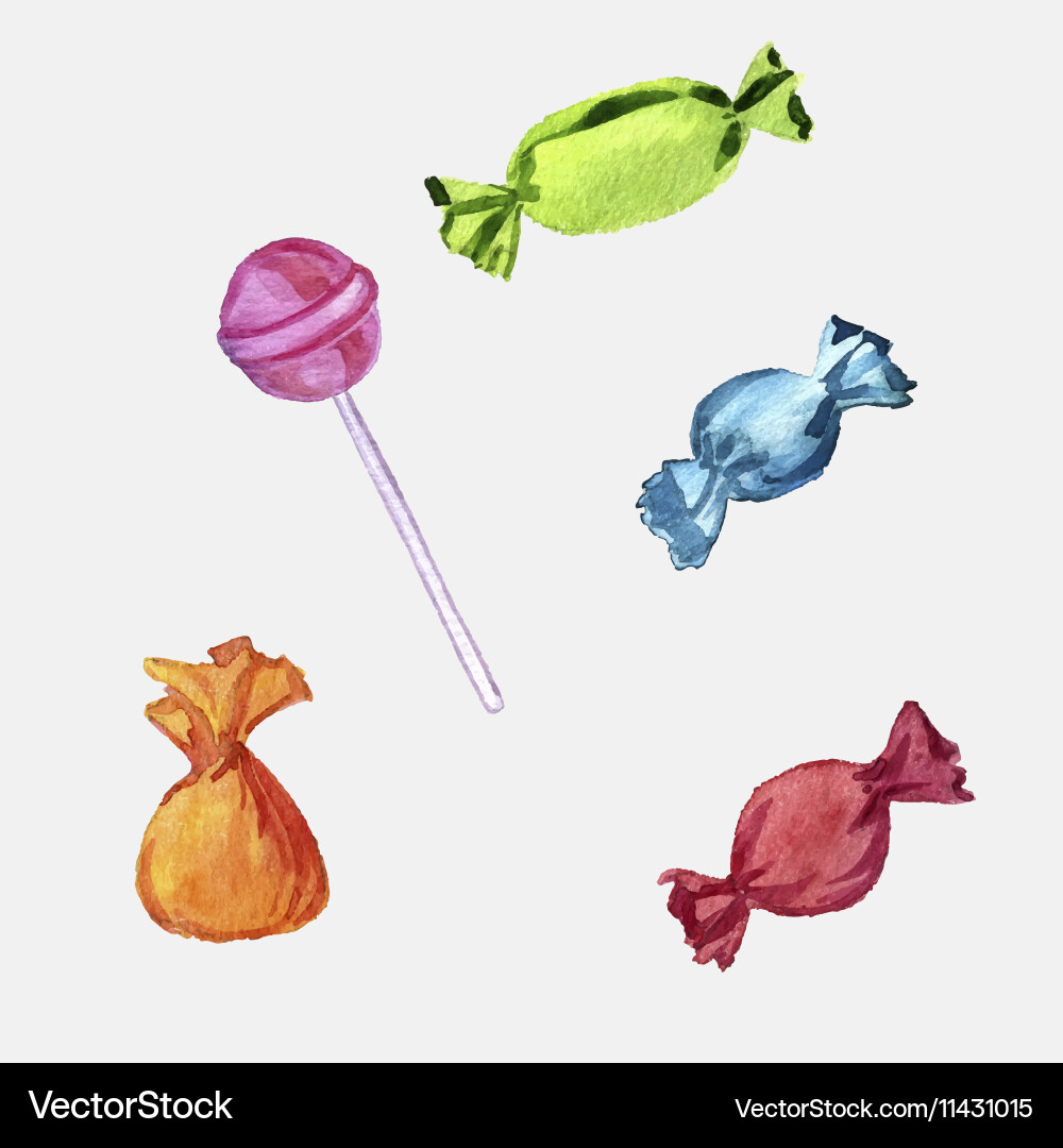 Watercolor candies Royalty Free Vector Image - VectorStock
