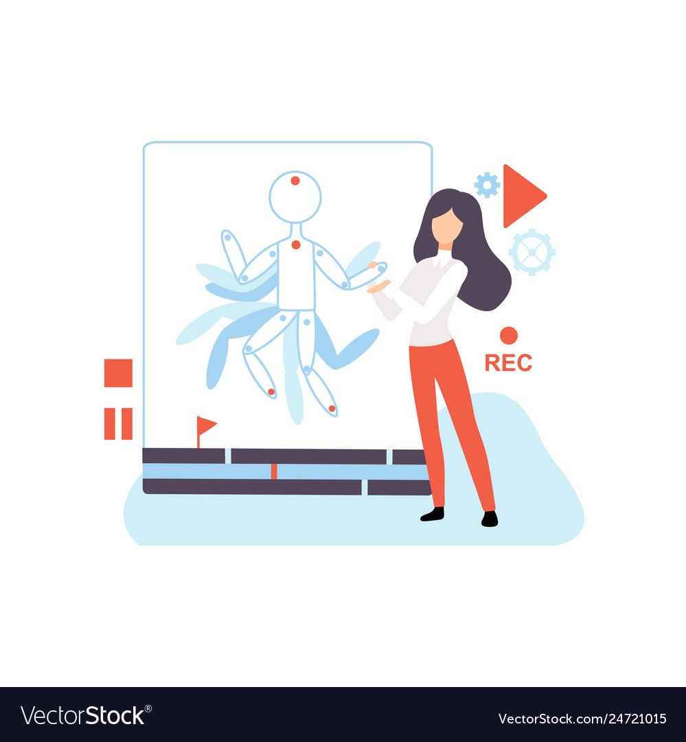Young woman creating responsive web application Vector Image Young woman creating responsive web application Vector Image