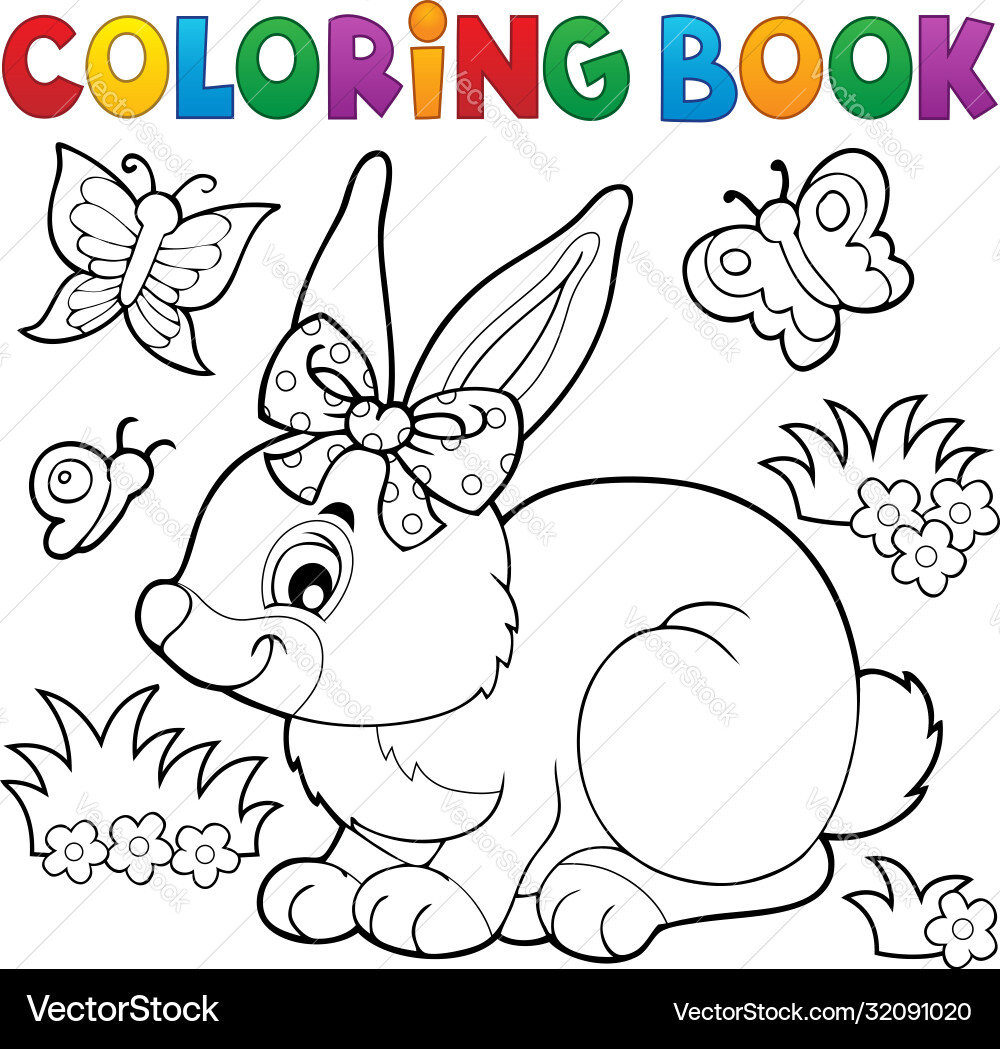 Coloring book rabbit topic 3 Royalty Free Vector Image