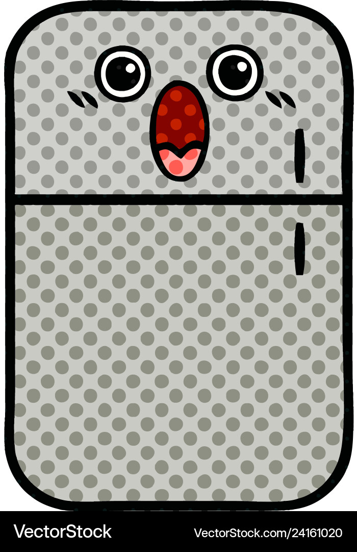 Comic book style cartoon fridge freezer Royalty Free Vector