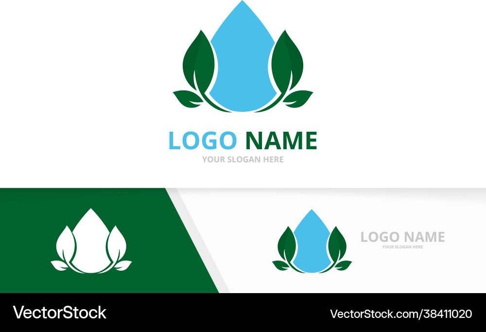 Eco water logo combination clean droplet Vector Image