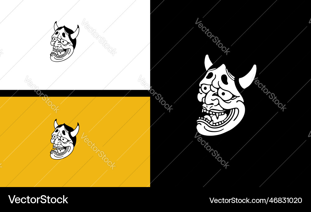 Head devil with horn line art flat design Vector Image