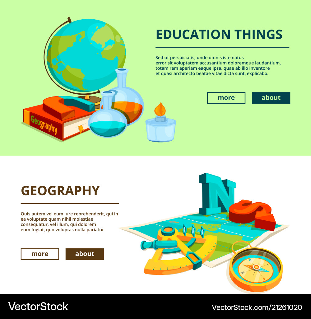 Horizontal banners with cartoon pictures Vector Image