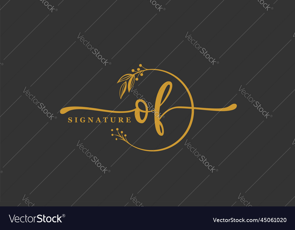 Luxury gold signature initial o f logo design Vector Image