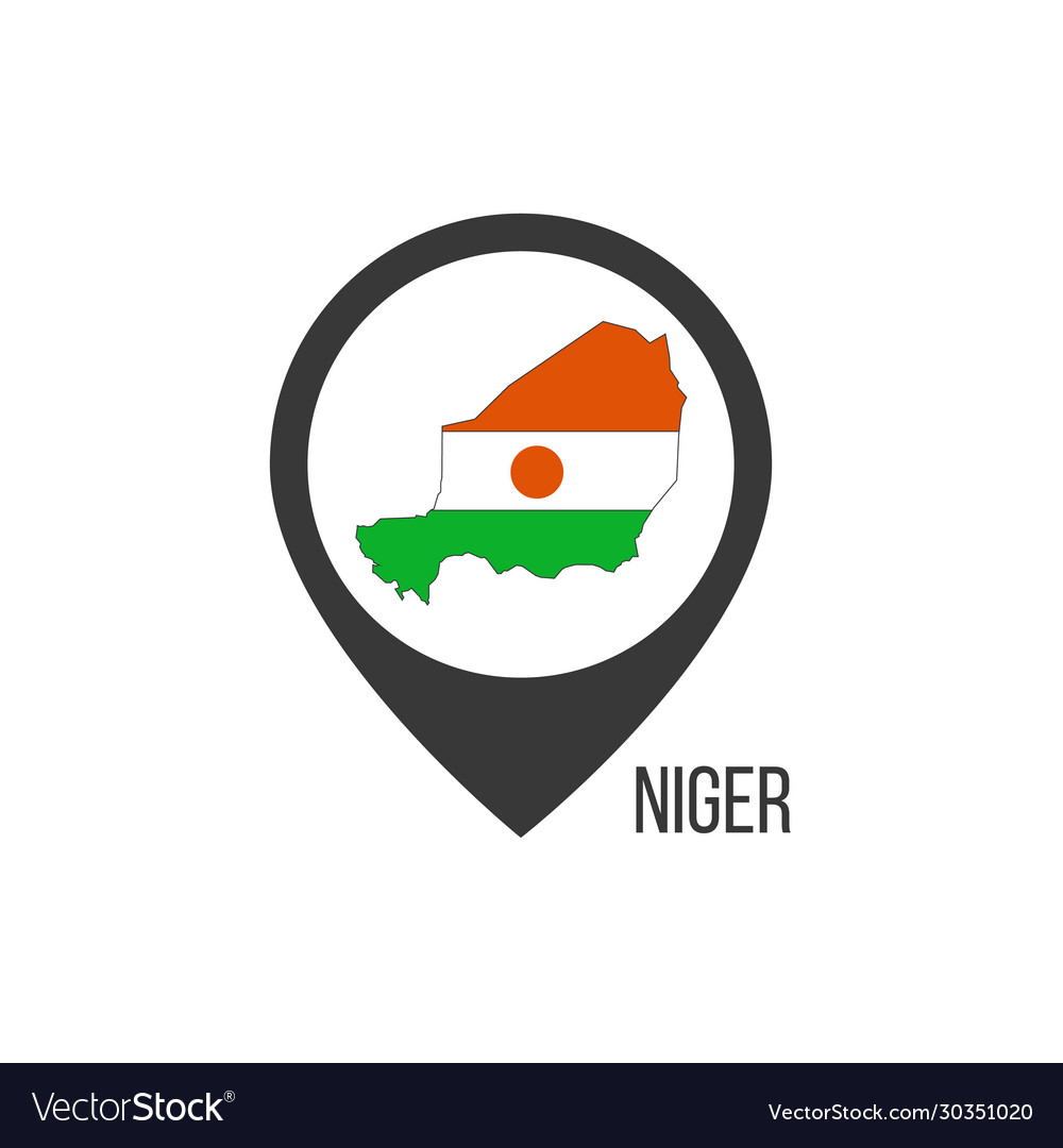 Map pointers with contry niger flag stock Vector Image