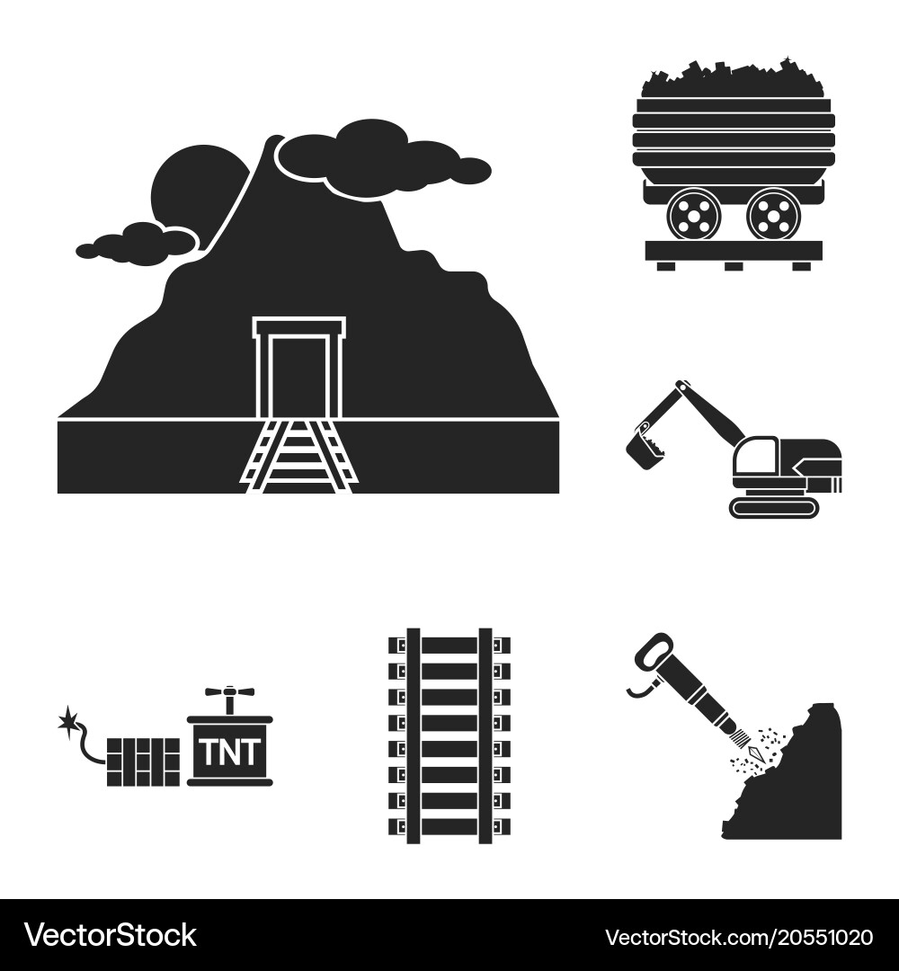 Mining industry black icons in set collection Vector Image