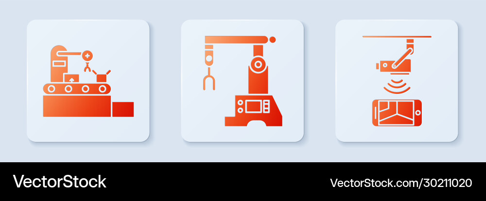 Set assembly line factory conveyor system belt Vector Image