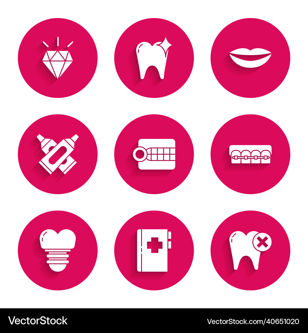 Set dentures model clipboard with dental card Vector Image