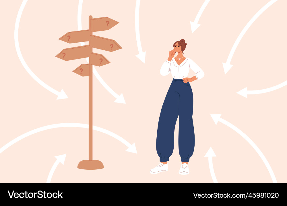 Woman make difficult choice success or failure Vector Image