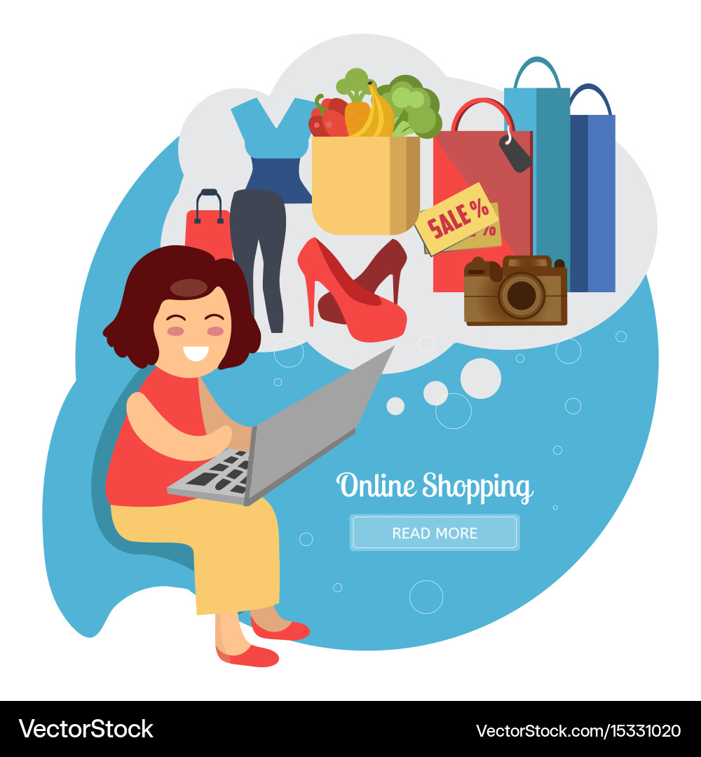 Woman making online purchases Royalty Free Vector Image