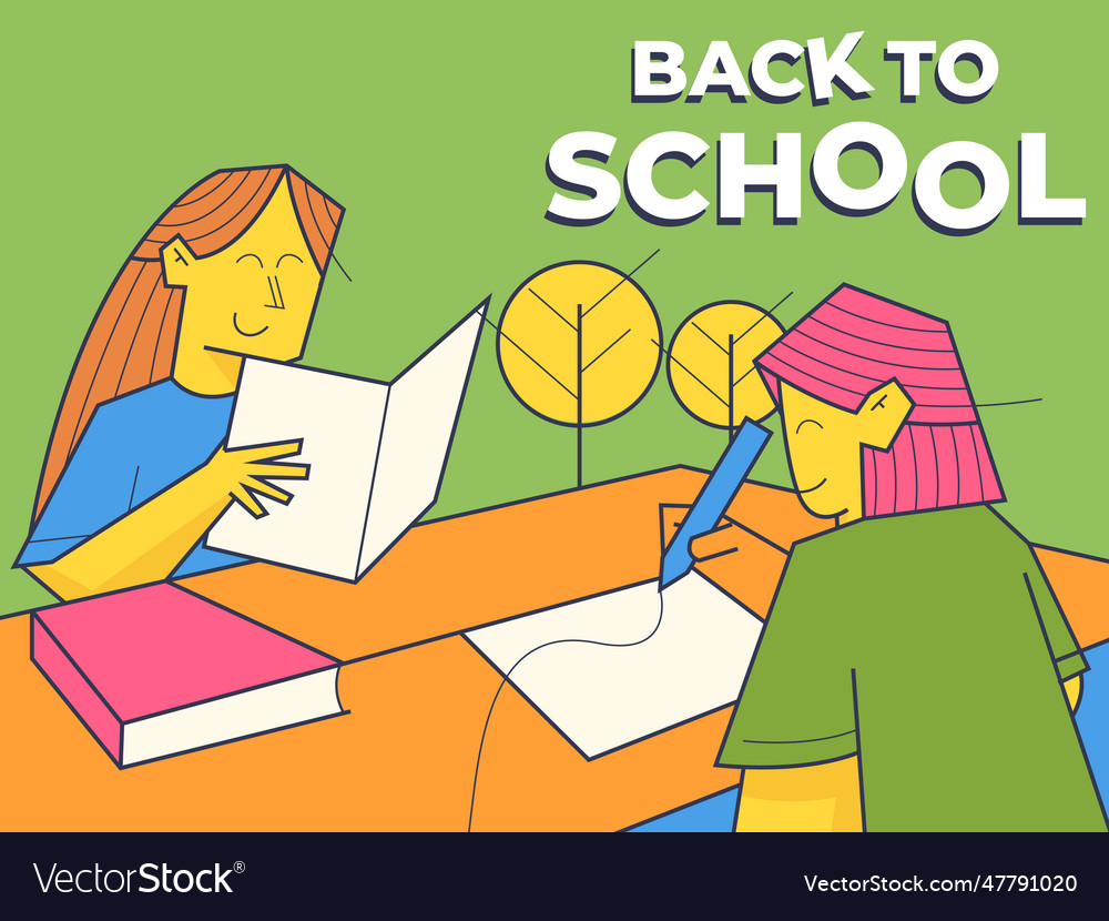 Woman reading and writing back to school concept Vector Image