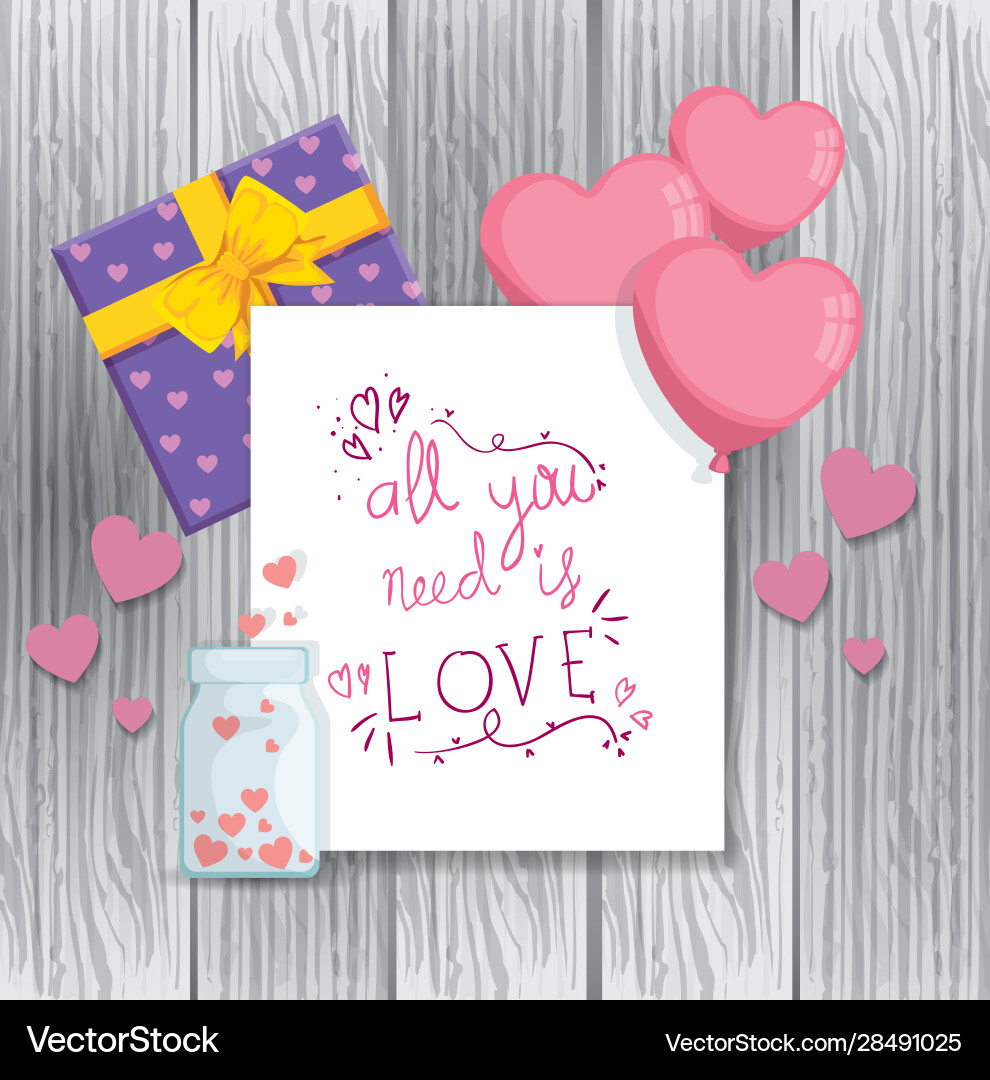 Card with message all you needs is love Royalty Free Vector