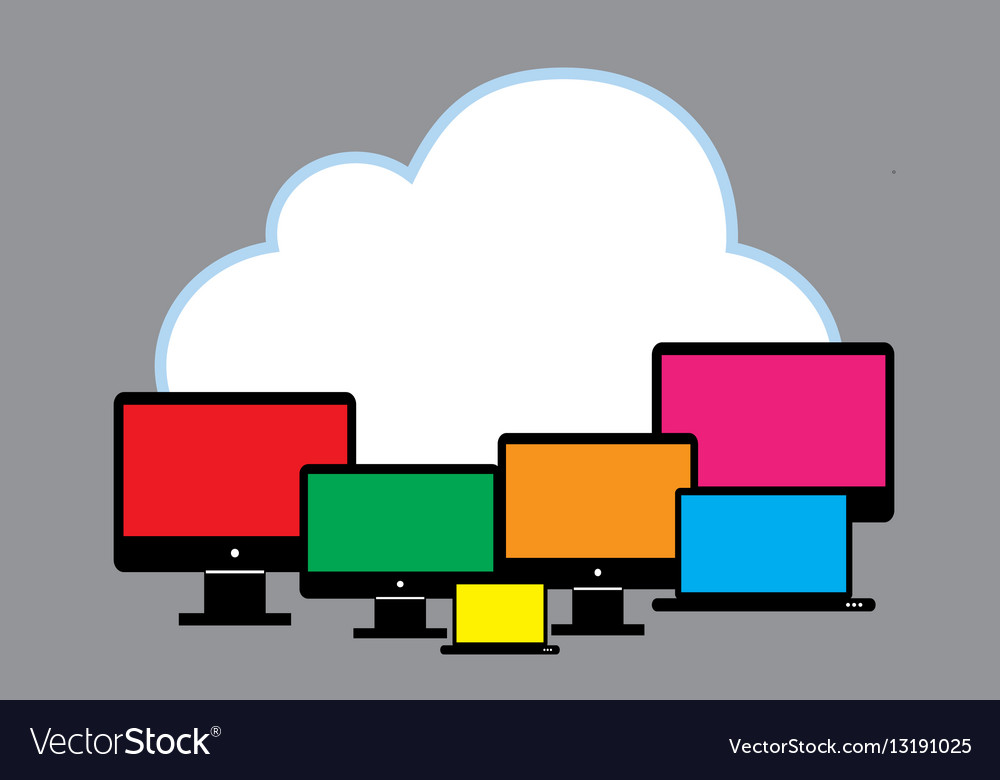 Cloud with pc Royalty Free Vector Image - VectorStock