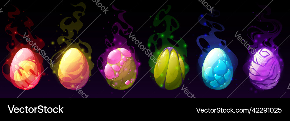 Fantasy set of eggs dragon magic creature Vector Image