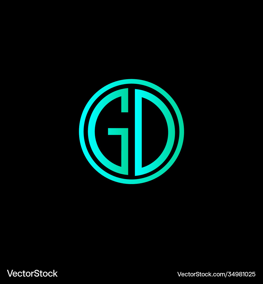 Gd monogram letter icon design on black Royalty Free Vector