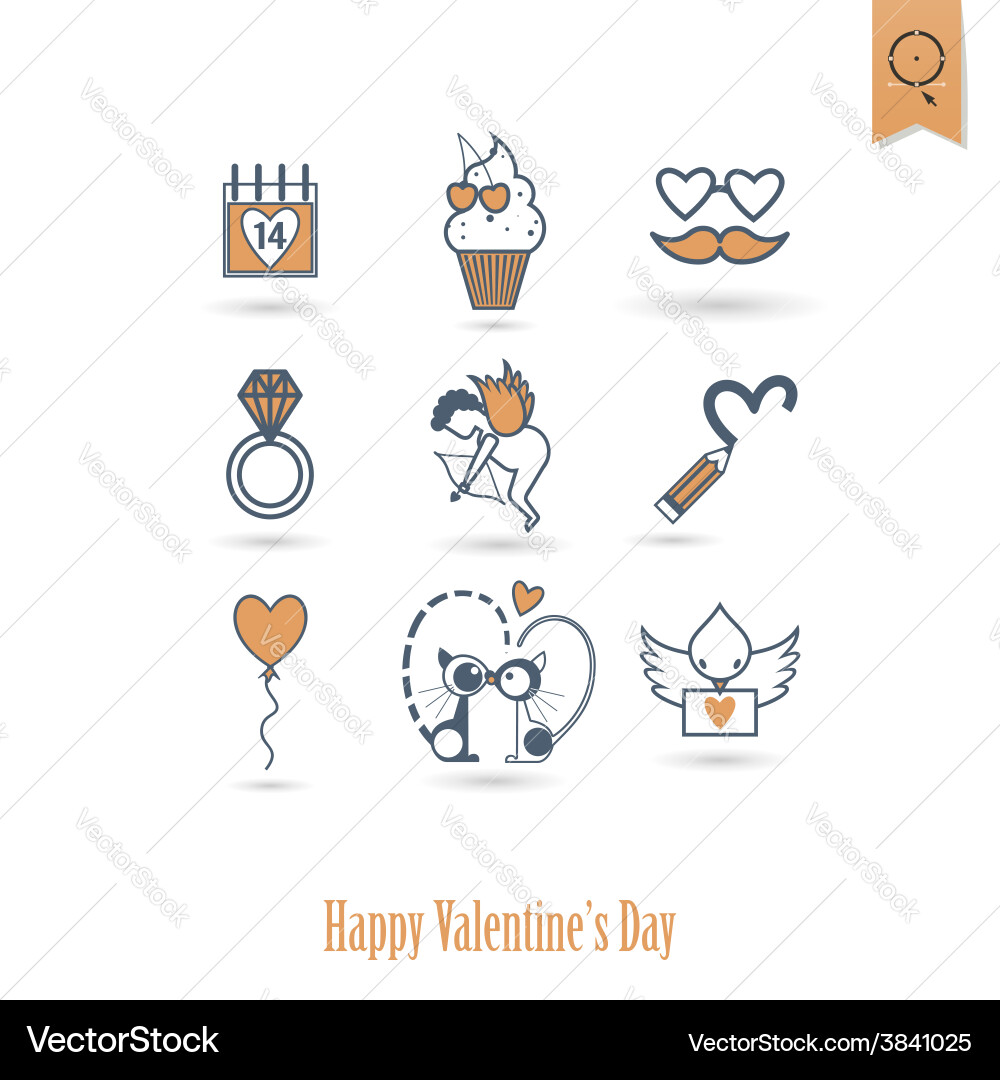 Happy valentines day icons Royalty Free Vector Image