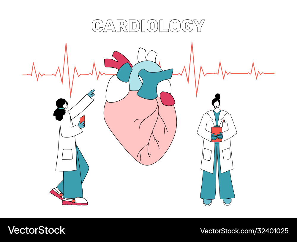 Human heart cardiology concept doctors Royalty Free Vector