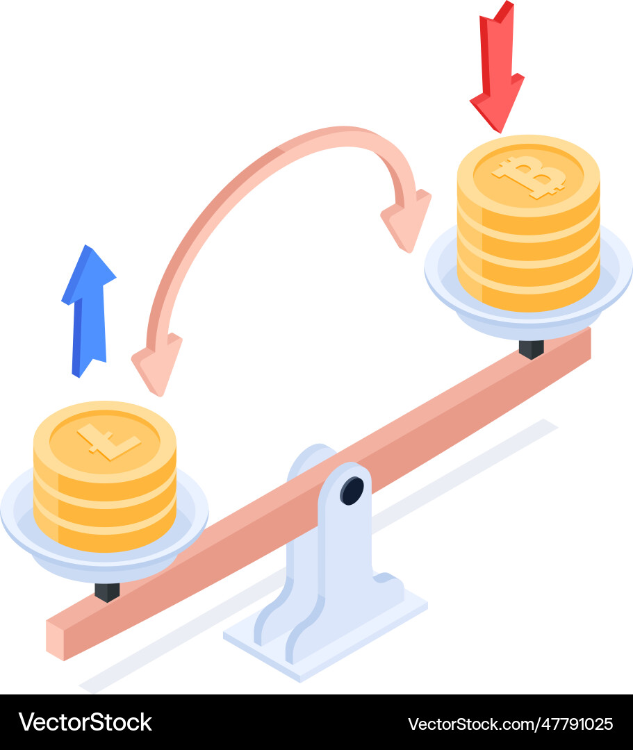 Isometric icon of cryptocurrency comparison Vector Image